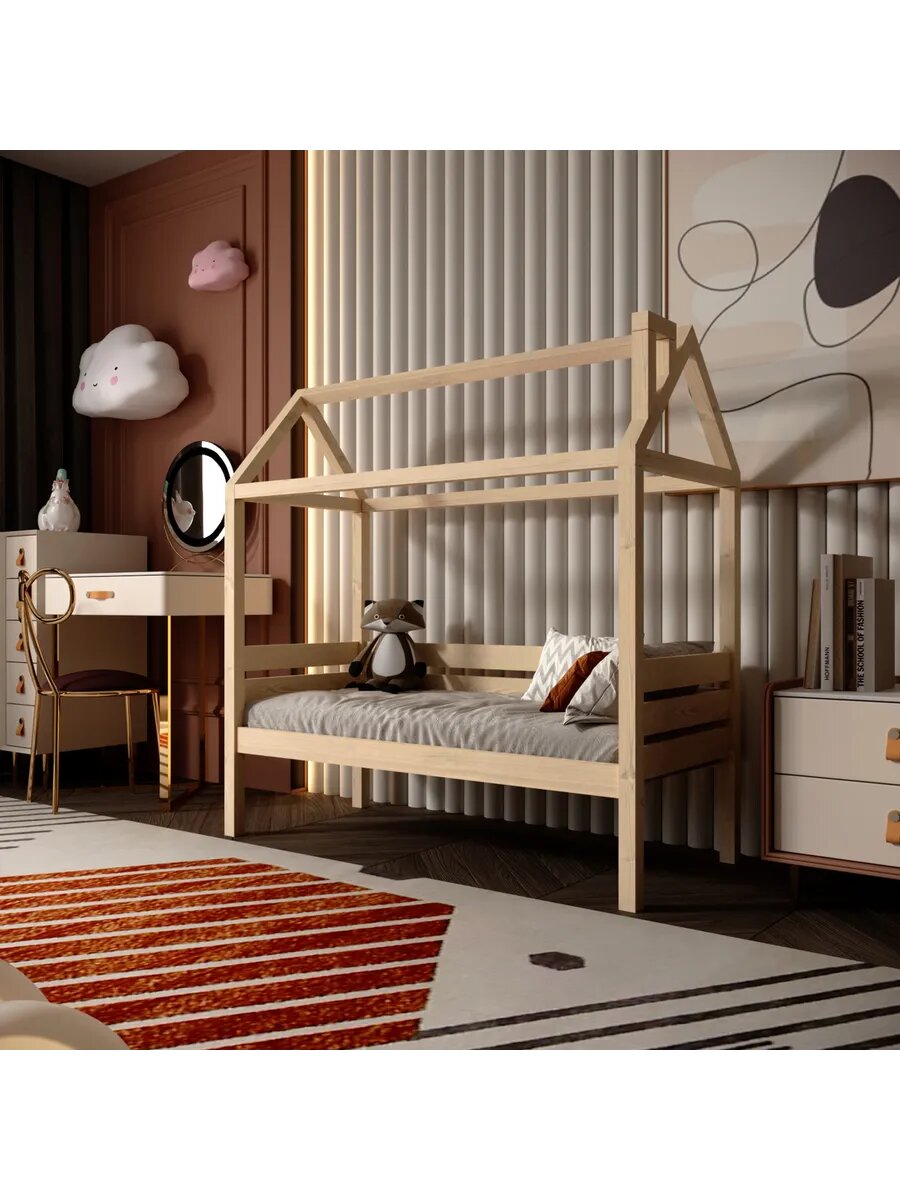 Кровать-домик, PLAY, массив, 70х140 см