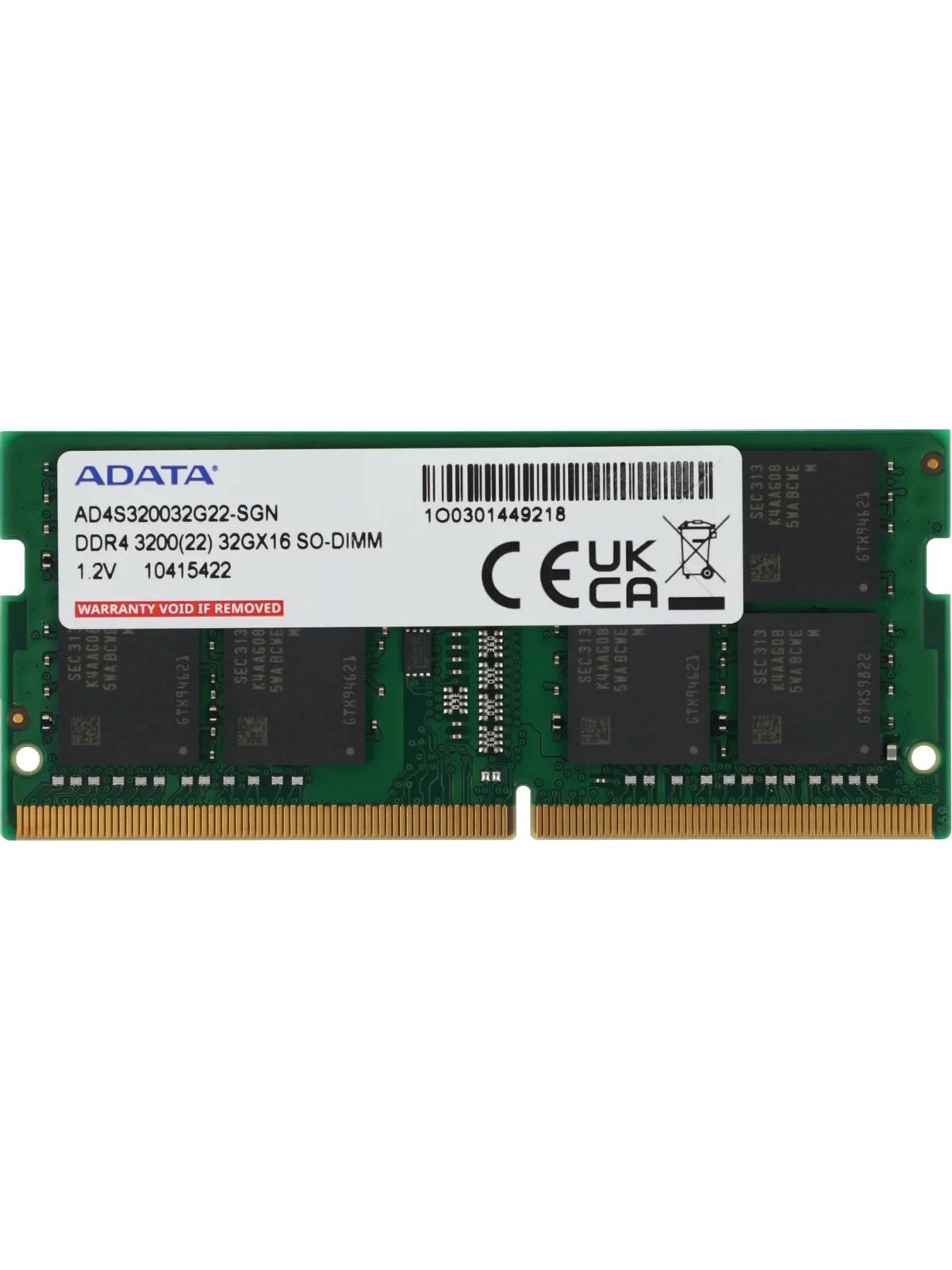 Оперативная память ADATA (AD4S320032G22-SGN) SODIMM 32 Гб, DDR4, 3200 МГц
