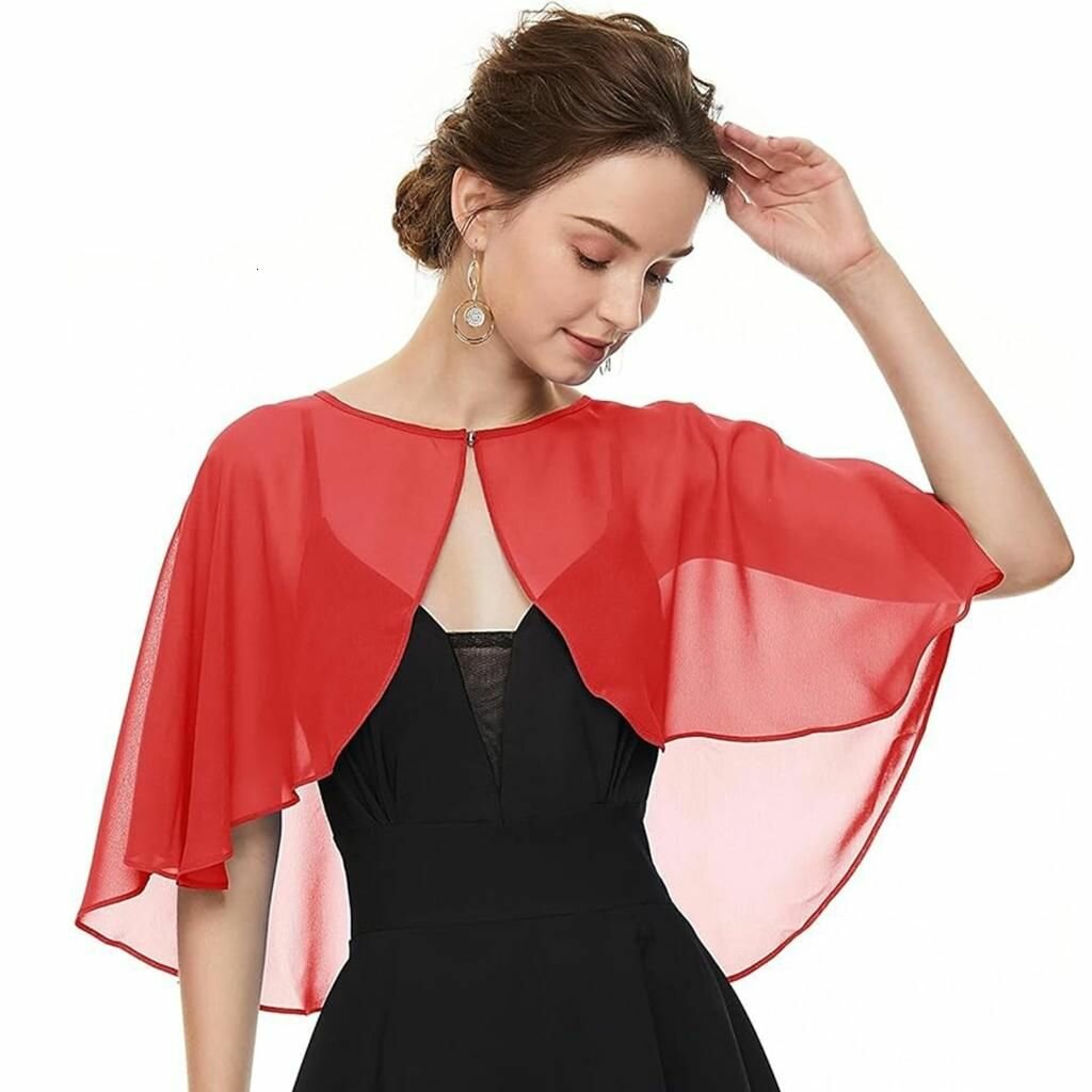 Вечернее пальто-накидка для женщин, красный