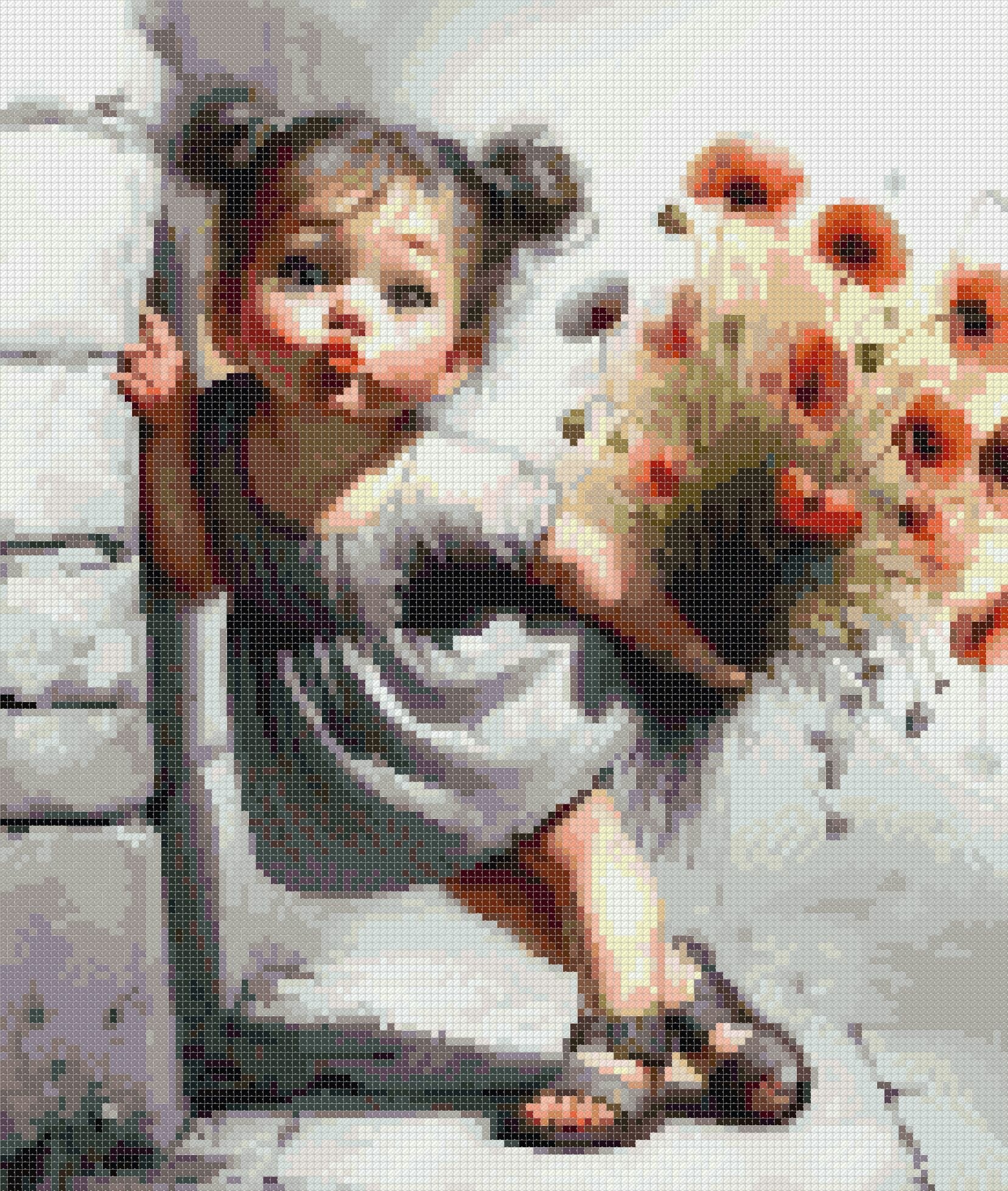 Схема вышивки крестиком Милая кокетка (без мулине) 138х163 стежков 25х30 см (51 цвет)