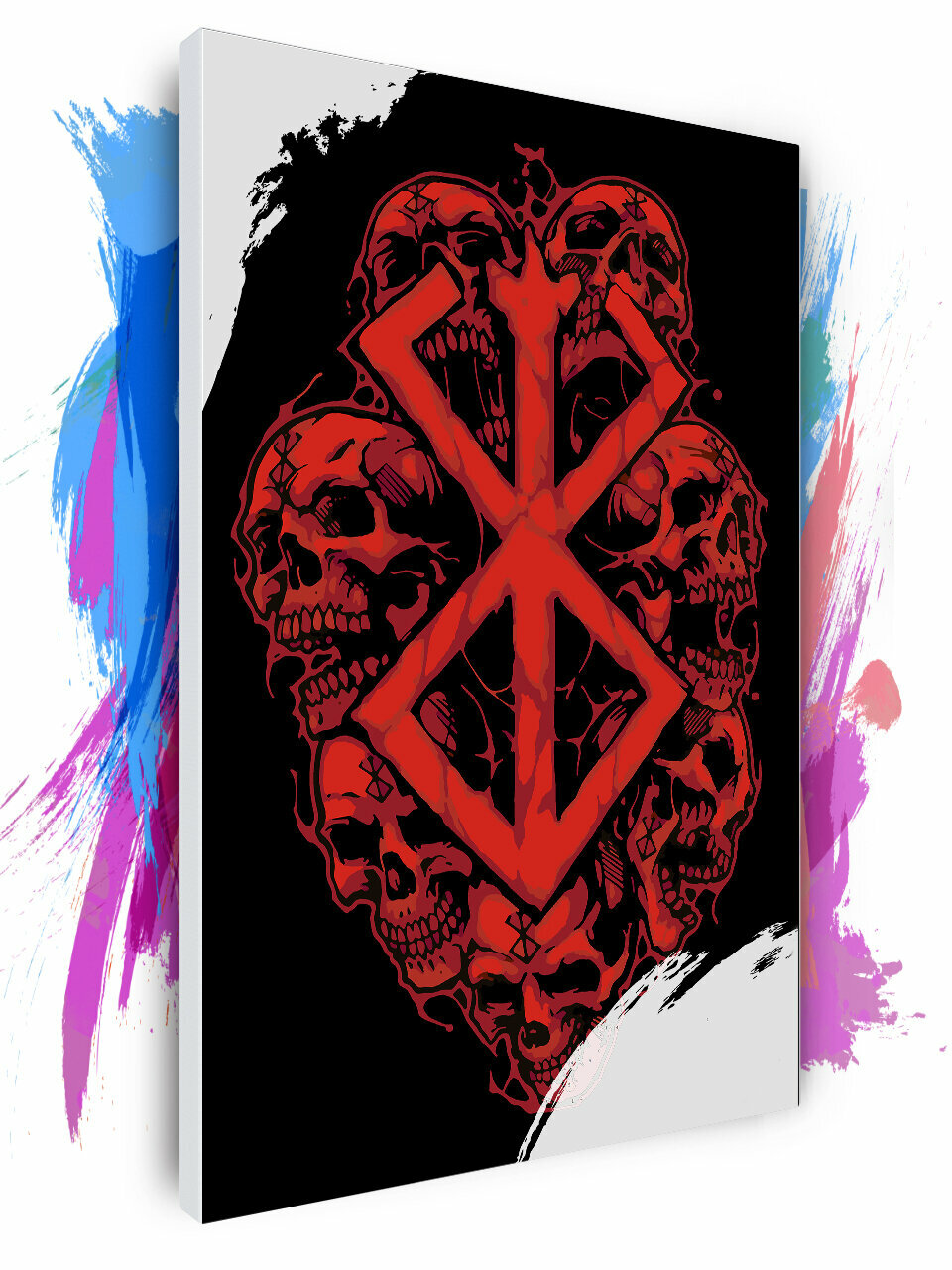 Картина по номерам на холсте Берсерк черепа, 60 х 90 см