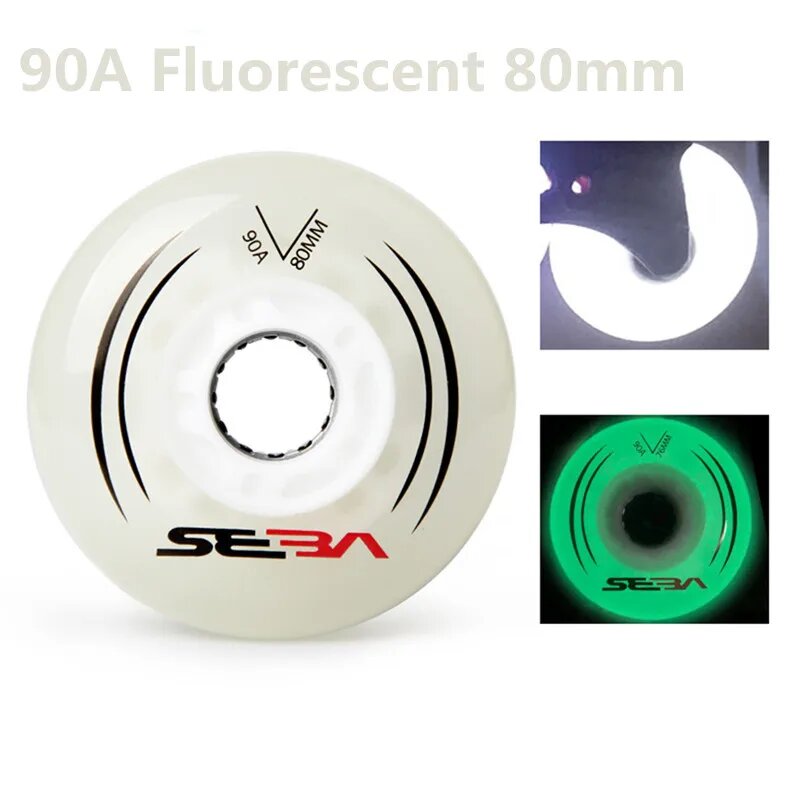 Колеса для роликов SEBA HV 80/76/72 мм 4 шт, 85A Белый, 90A Fluorescent 80mm