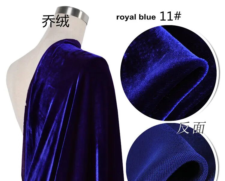 Шелковая бархатная ткань esasilk 140 см Темно-синий, 11