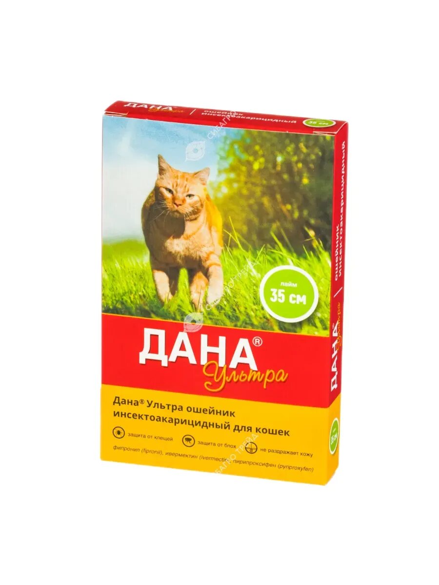 Ошейник п/экт Дана Ультра д/кошек, лайм 35см (акция!)
