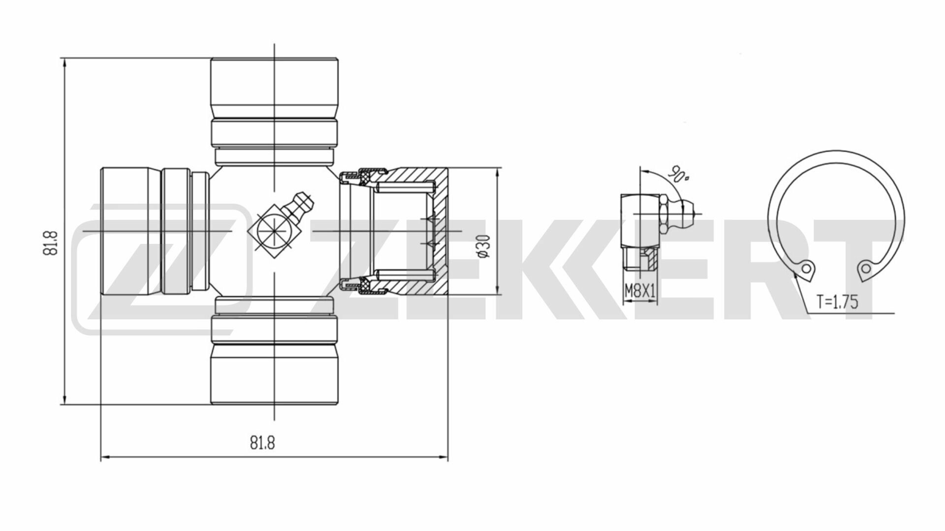 Крестовина карданного вала 30 00x81 70 / Nissan Cabstar (F24M F24W) 06- Ford Transit VI 00-