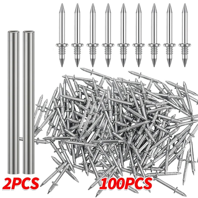 Невидимые гвозди для дерева, двойная головка, оцинкованное железо 100PCS