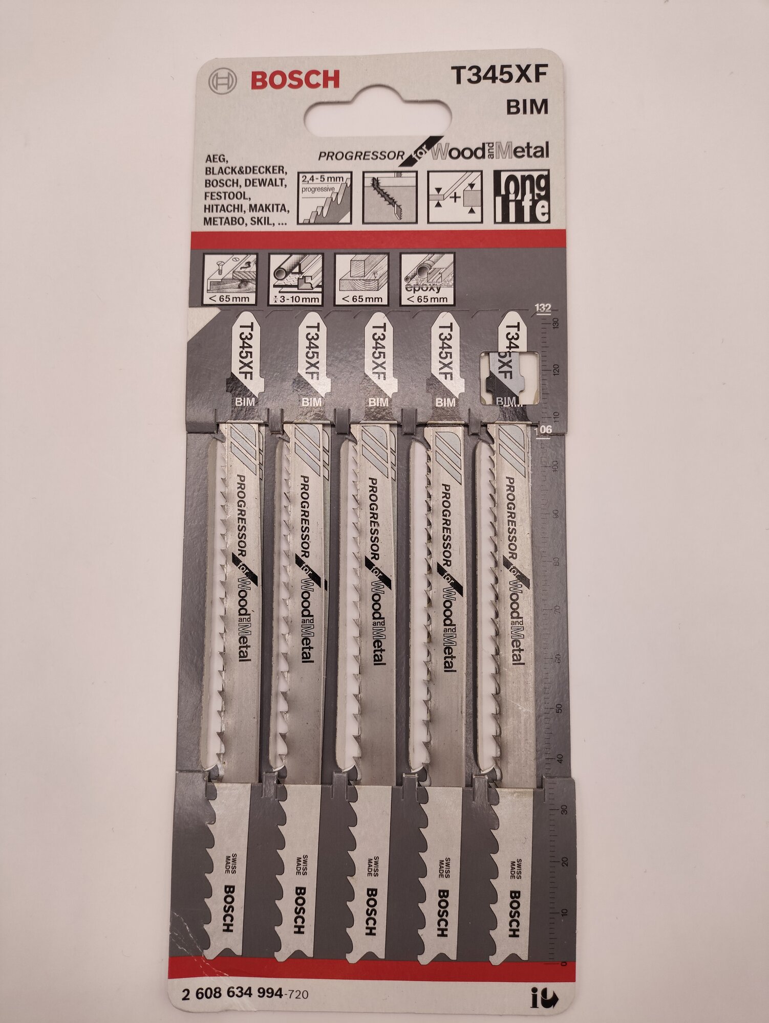 Пилки для лобзика Bosch T345 XF BIM 5шт. 2608634994
