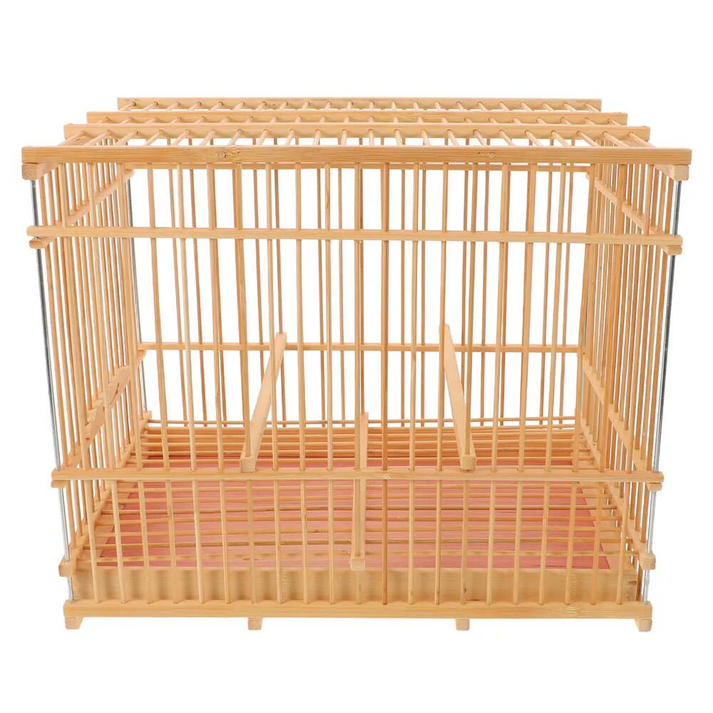 Прямоугольная бамбуковая клетка для мелких птиц с ручной плетеной конструкцией
