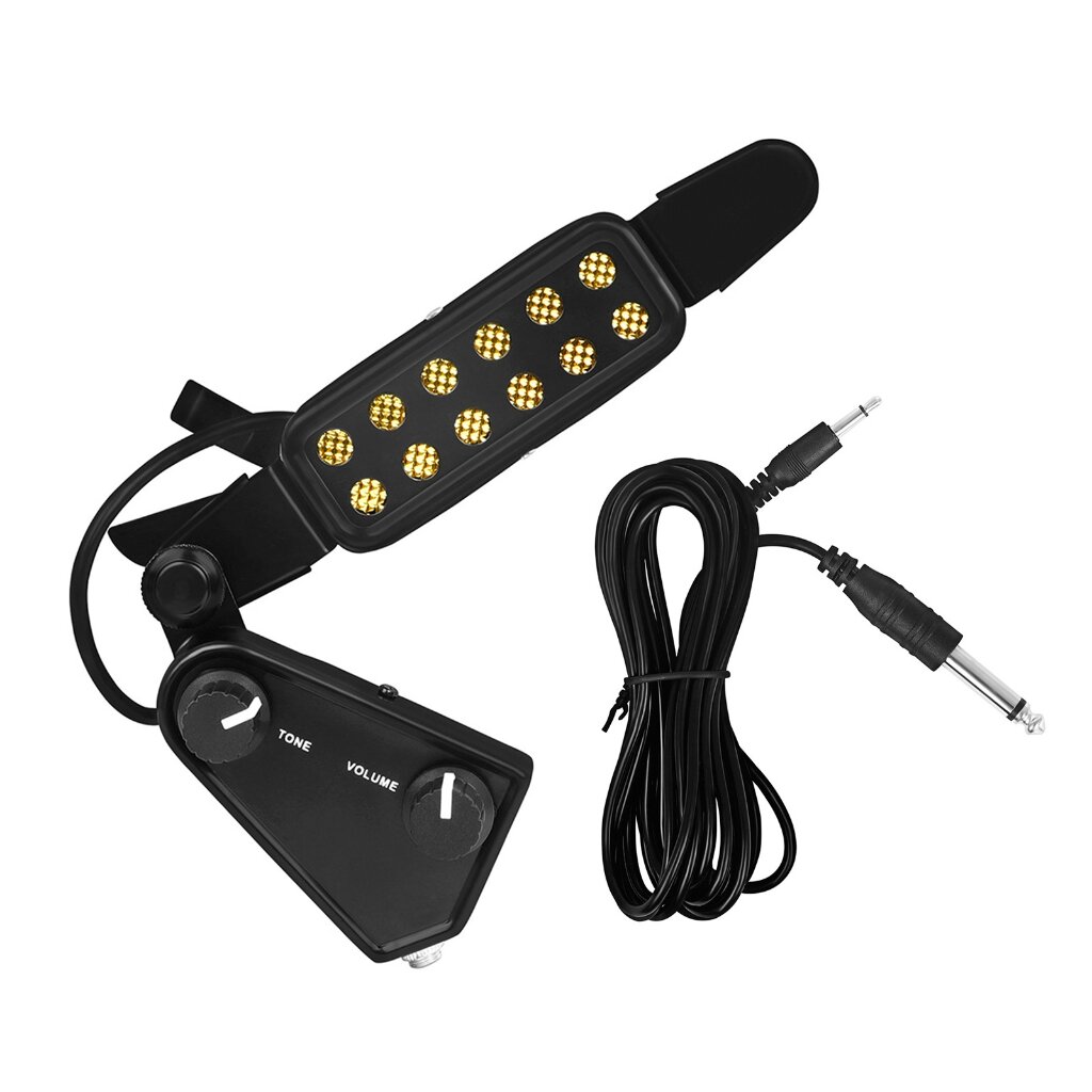 Гитарный Звукосниматель 12-Луночный Гитарный Преобразователь Soundhole Усилитель с 10-Футовым Кабелем 1/4 дюйма Разъемы для Акустической Классической Гитары