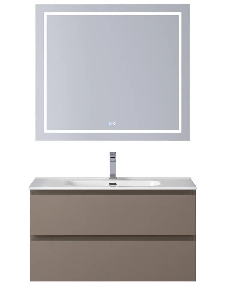 Мебель для ванной комнаты BelBagno Kraft 80 подвесная, матовая бежевая, раковина bb800etl