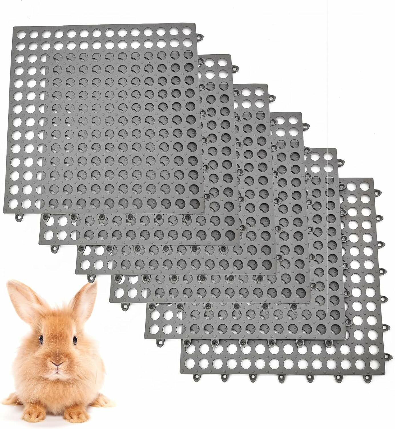 Защитный Мат Для Клетки Кролика, Из Пластика, С Прямоугольными Отверстиями, Уменьшает Запах, 2 Комплект