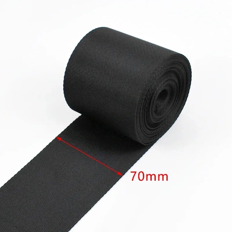 Meetee тканая лента нейлона 5 м черная 10-100 мм Black-70mm