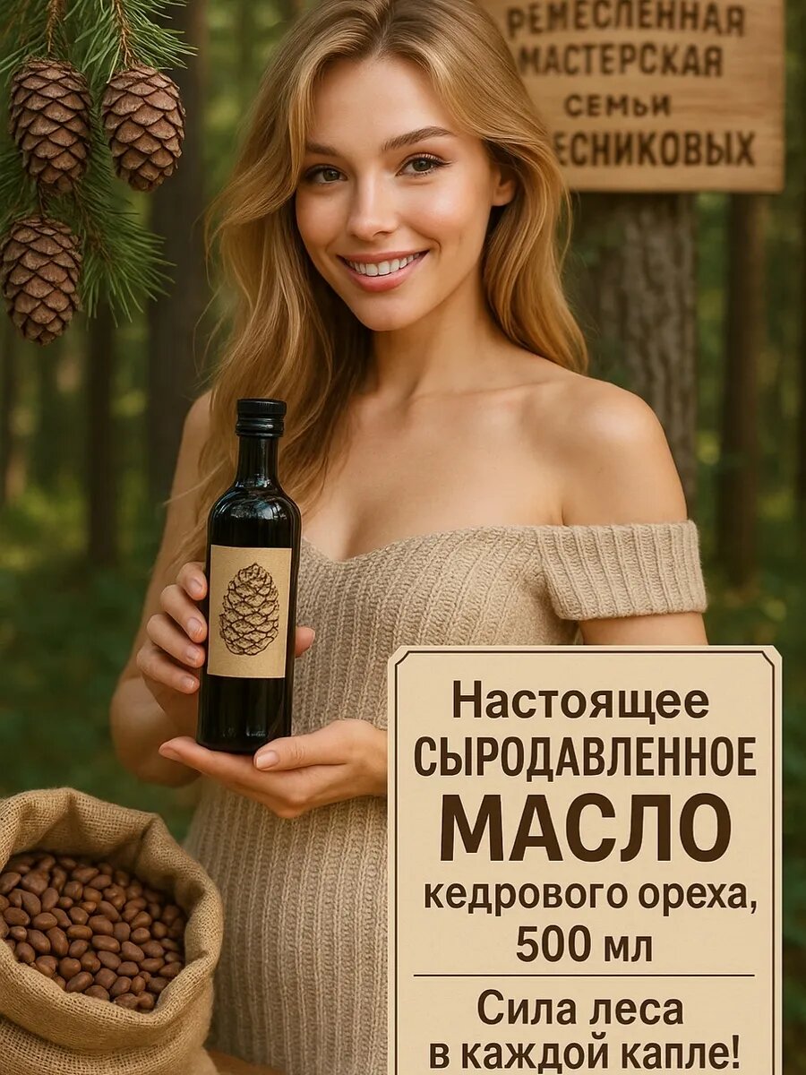 Сыродавленное масло из кедровых орехов - 500 мл.
