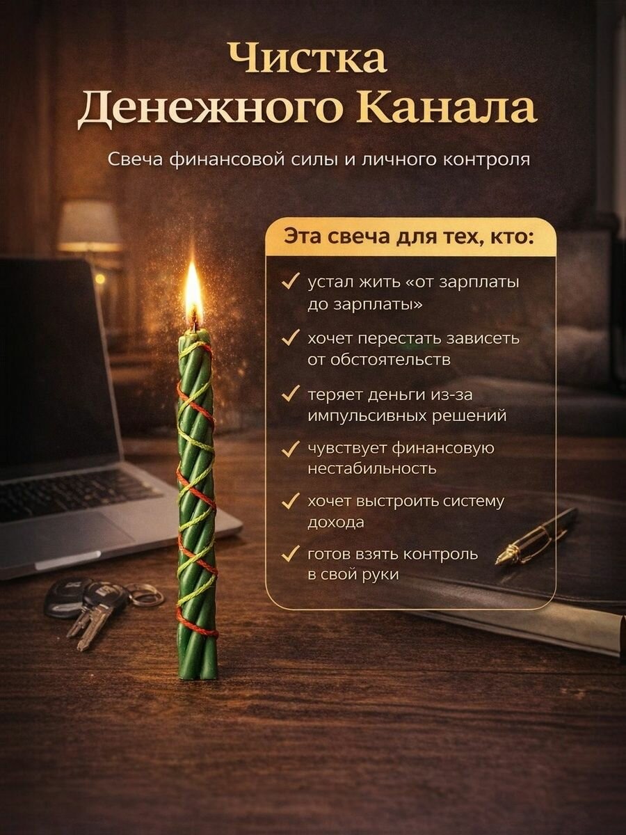 Свеча Чистка денежного канала, Магическая Программная свеча