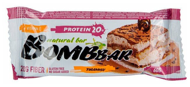 Протеиновый батончик BOMBBAR "Тирамису", многокомпонентный белок, 60г