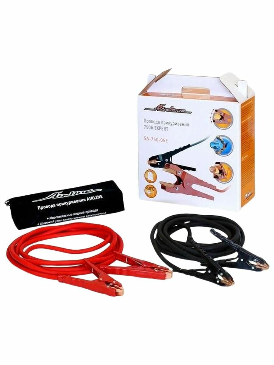 Провода пусковые AIRLINE SA-750-05E 750А EXPERT в сумке (5м, 12/24В)