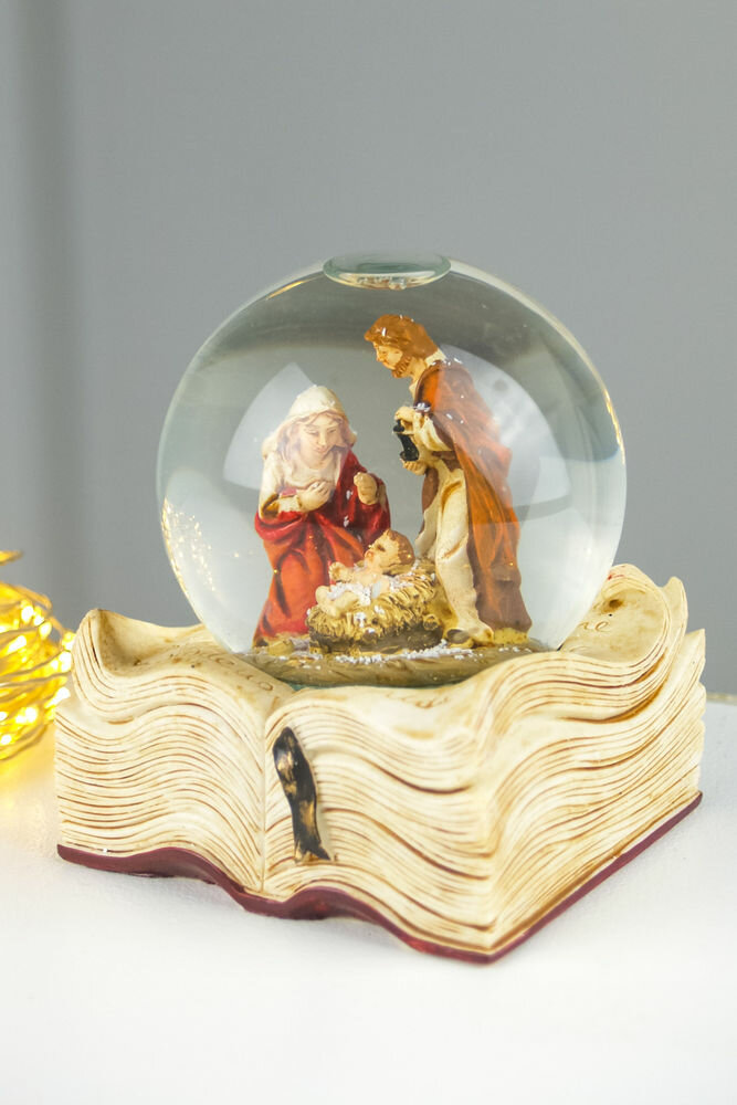 Снежный шар книга рождества, полистоун, стекло, 9 см, Sigro 50-1635
