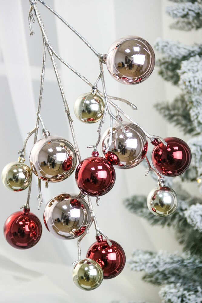 Декоративная ветка с шарами паллемо, розовый, 53 см, ЕДГ (EDG) 8100444A555