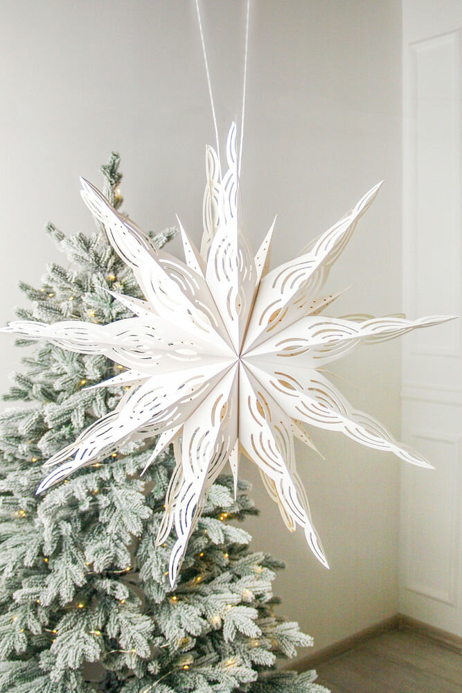 Подвесное декоративное украшение снежинка абриэль, бумага, белый, 50 см, Koopman International A64101060-1