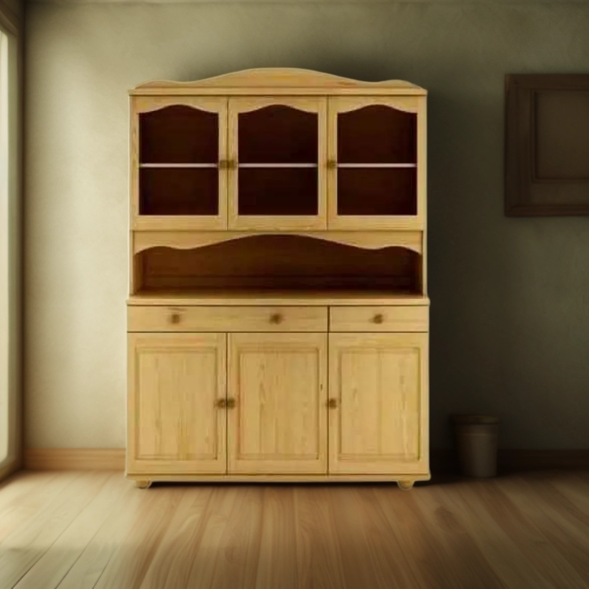 Буфет Гефестъ Мебель Форест Premium, массив сосны, лак прозрачный, 130x50x190см