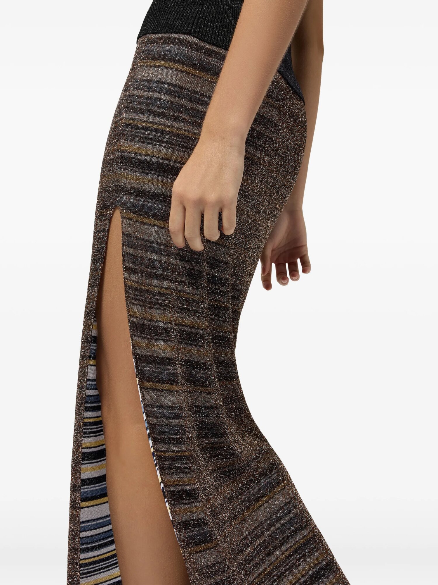 Юбка Missoni Striped split skirt, размер 40, коричневый — фото 1