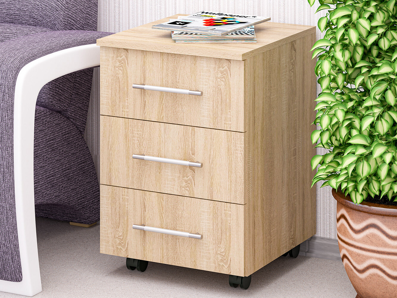 Тумба офисная пирамида комфорта Аргумент А-31, ЛДСП, с колёсиками