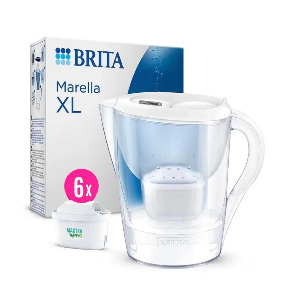 Кувшин с фильтром для воды BRITA Marella XL, 3,5 л с 1 сменным картриджем MAXTRA+ (система 3-кратной фильтрации)