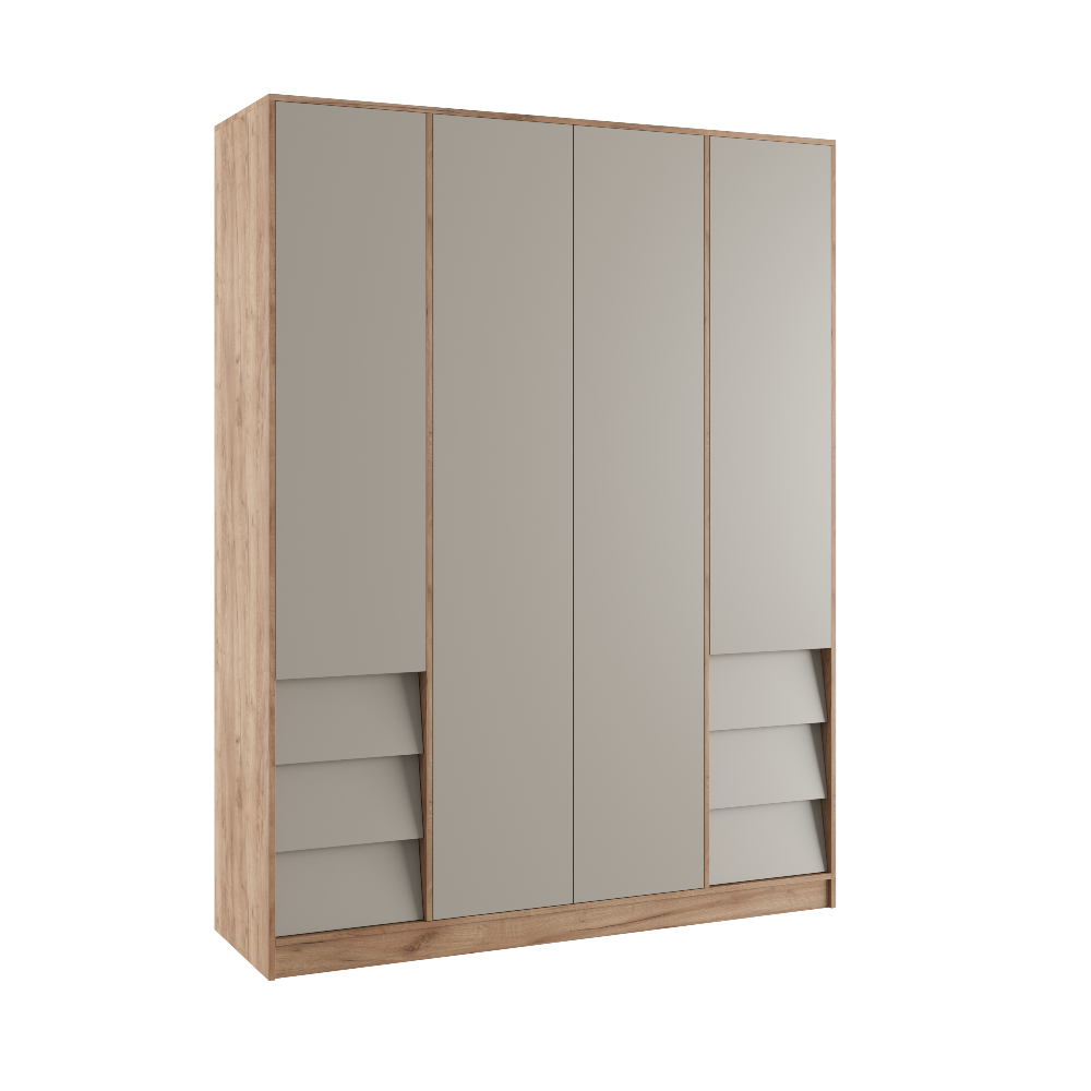 Шкаф 4-х створчатый "Ева", кашемир/крафт табачный