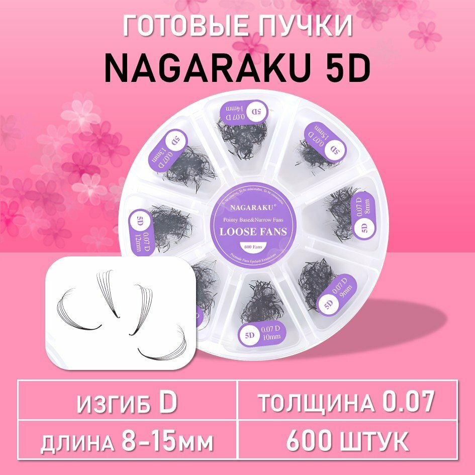 600 готовых пучков 5D Nagaraku изгиб D