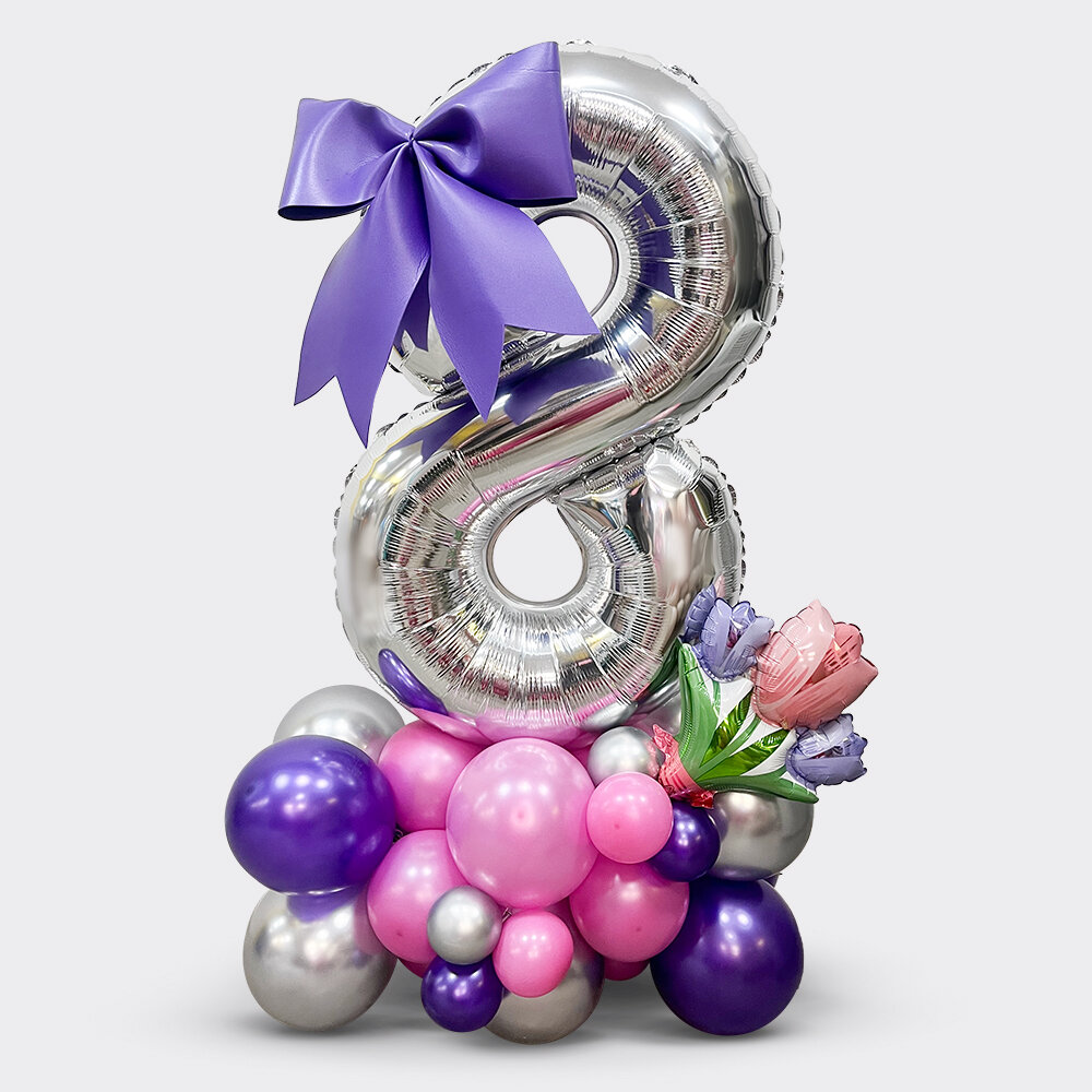 Композиция из шаров "8 марта" тюльпаны