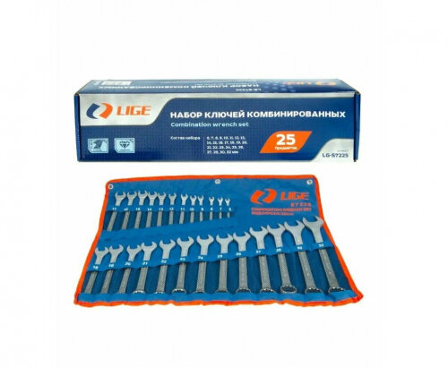 Набор комбинированных ключей Lige 25пр. 12гр.(6,7,8,9,10,11,12,13,14,15,16,17,18,19,20,21,22,23,24,25,26,27,28,30,32мм)