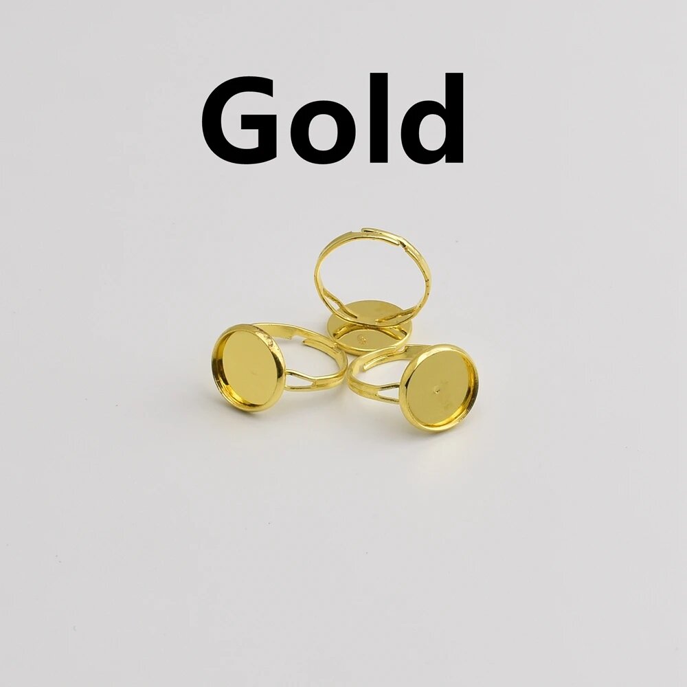 Кольца-основы для кабошонов 12 мм, Gold, 10 шт.