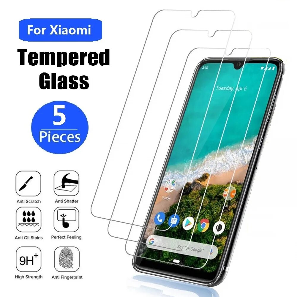 5 шт. закаленное стекло для Xiaomi Mi 9 8 SE 9T Pro Max 9 8 A3 A2 Lite 6 6X Mix 2 2S 3 Play Защитная пленка для экрана
