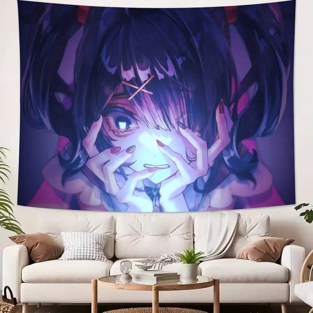 Гобелен NEEDY GIRL OVERDOSE из полиэстера/хлопка Темно-синий, 150x200cm, z11