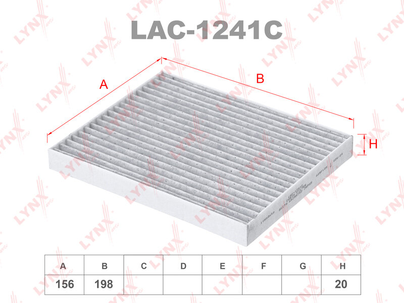 Фильтр салонный угольный LYNXauto LAC-1241C для GREAT WALL Hover H3/H5 09>