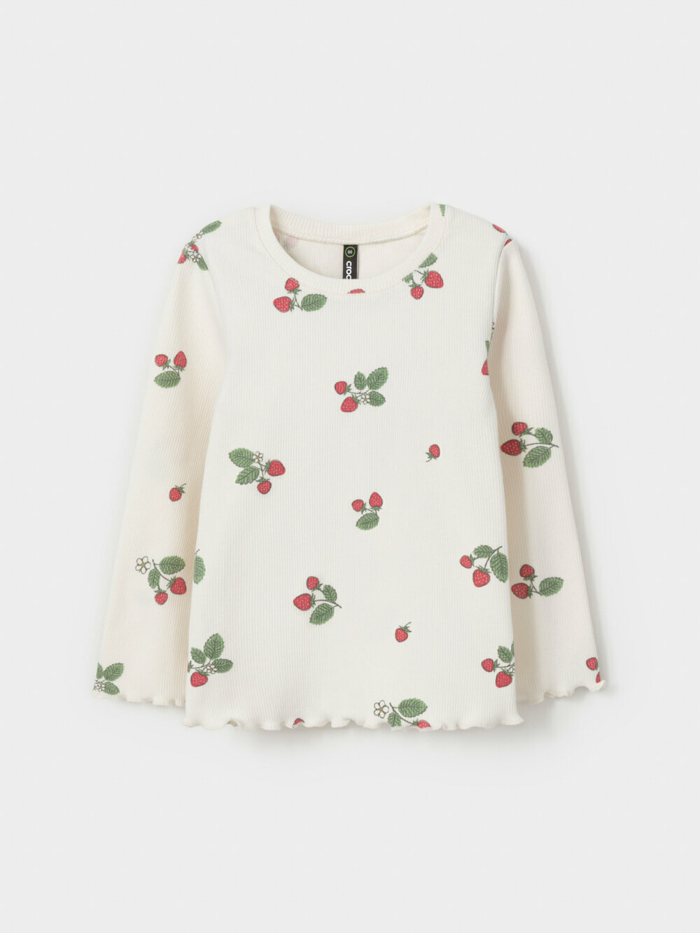 Лонгслив в рубчик с принтом для девочки