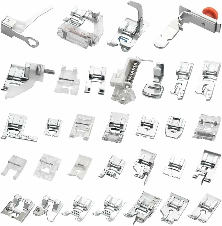 XINGYHENG 32PCS Многофункциональный набор лапок для швейной машины, запасные части и аксессуары большинства бытовых швейных машин