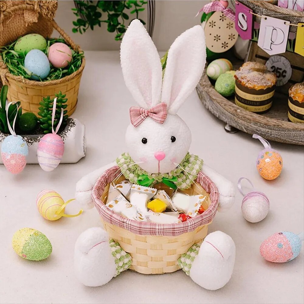 Пасхальная конфетница, корзинка в виде зайчика, подарочная коробка для хранения, украшение стола, подарок.