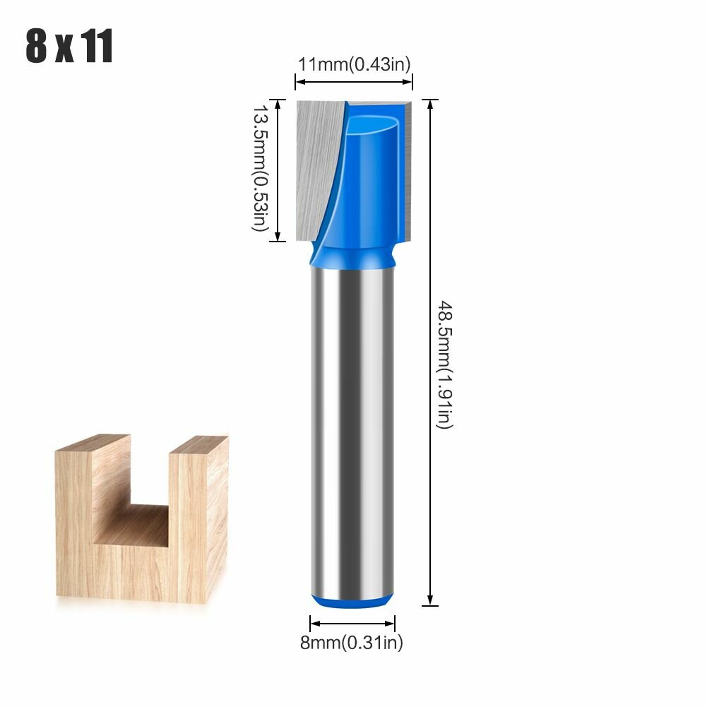 Фреза по дереву пазовая прямая 11 х 13.5 мм хвостовик 8 мм JGZUI