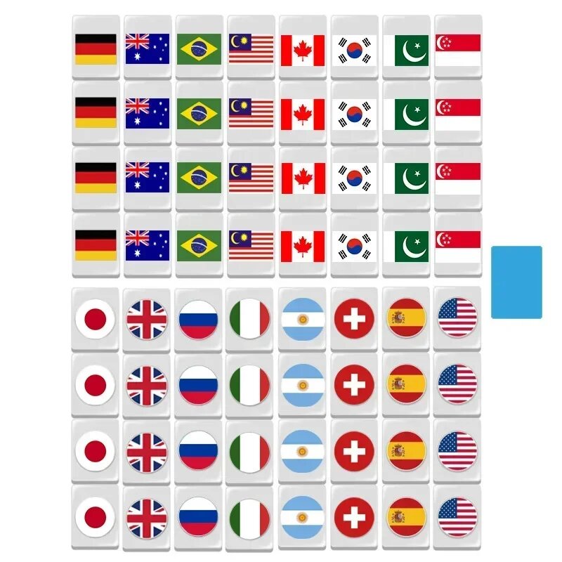 Набор для игры в маджонг 64+1 Seaside Escape: плитки 24 мм, разнообразные узоры, 24mm National Flag