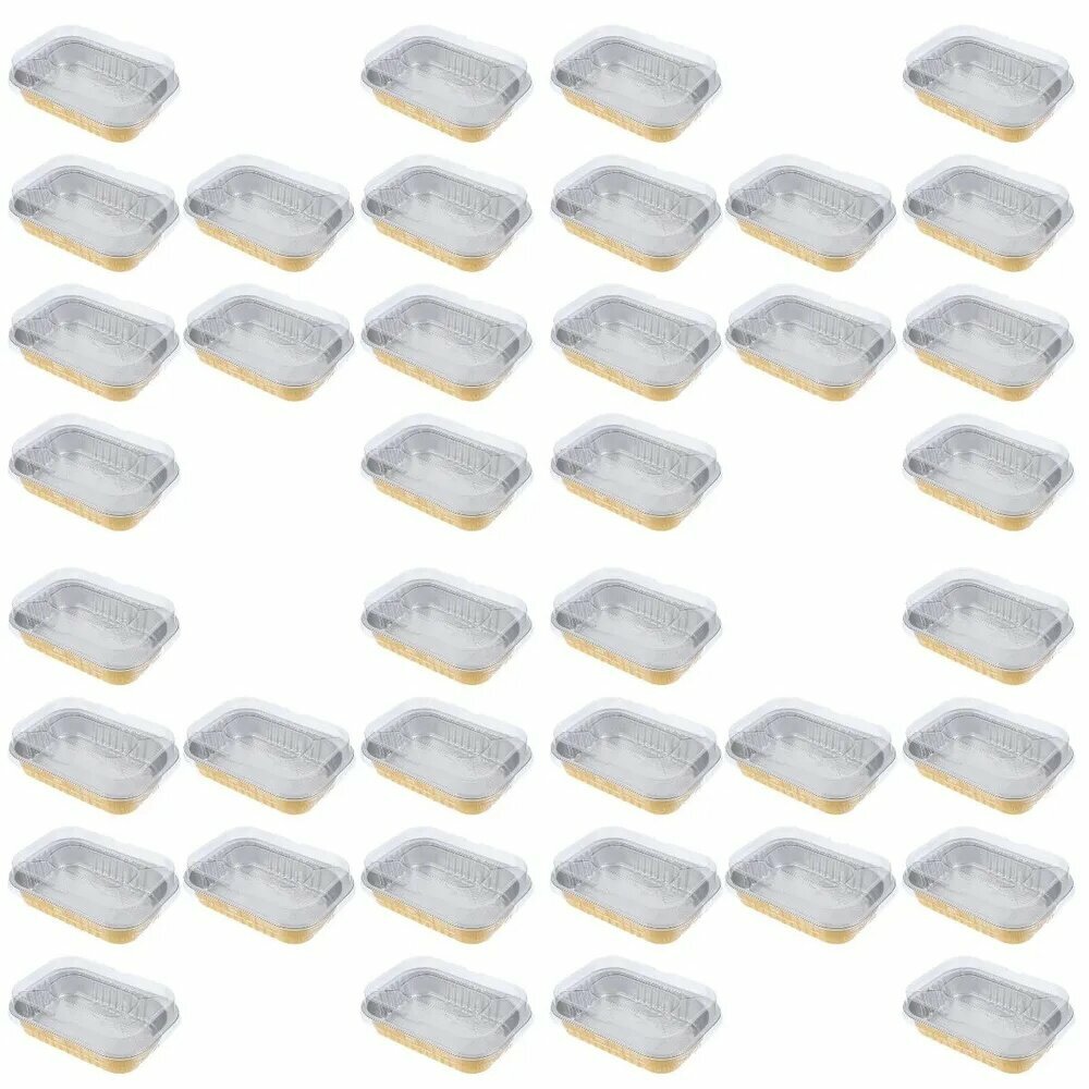 Золотые алюминиевые контейнеры с крышками для запекания и сервировки, набор 40 шт для домашнего использования