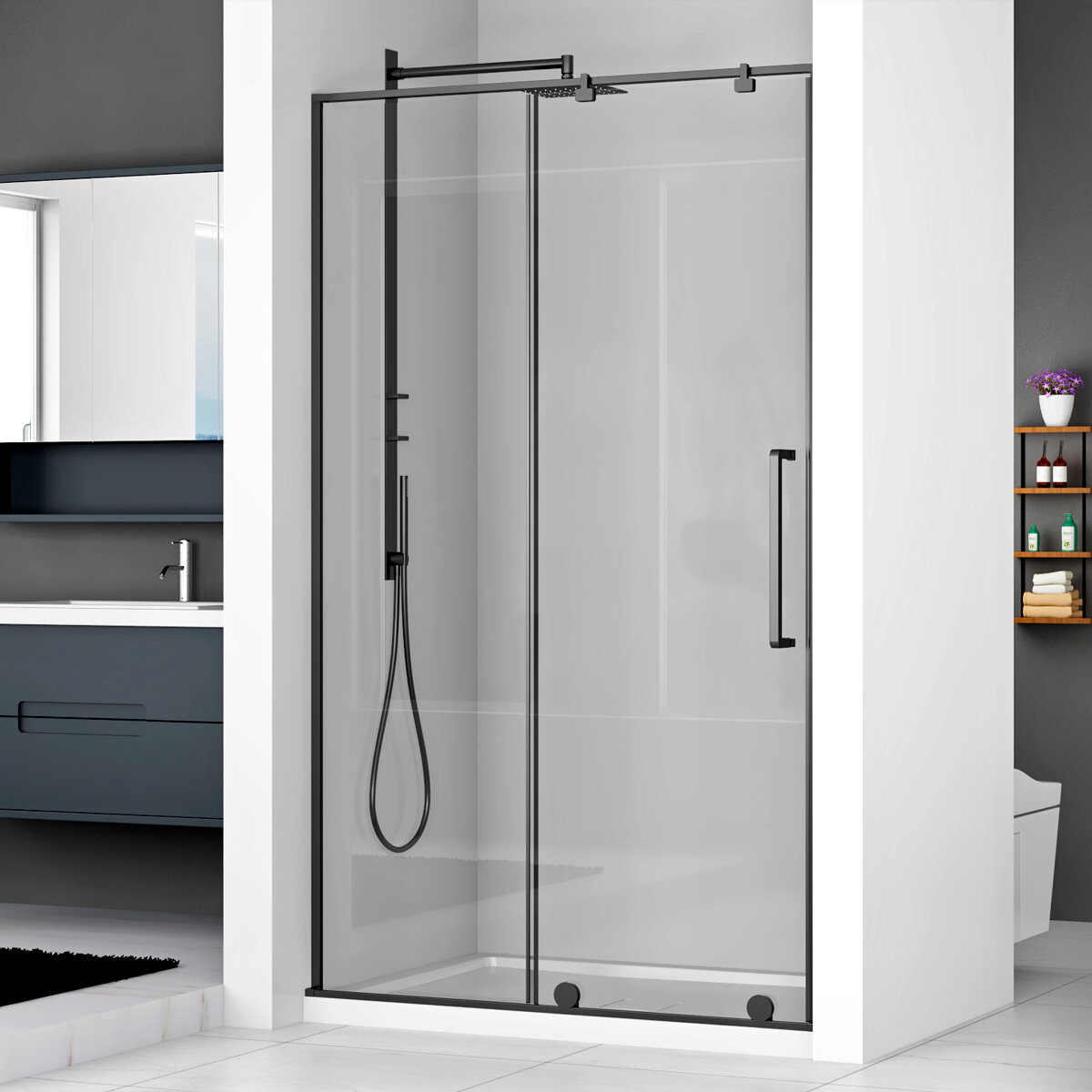 Душевая дверь Royal Bath 195х100 BERN-S RB100-T-BL