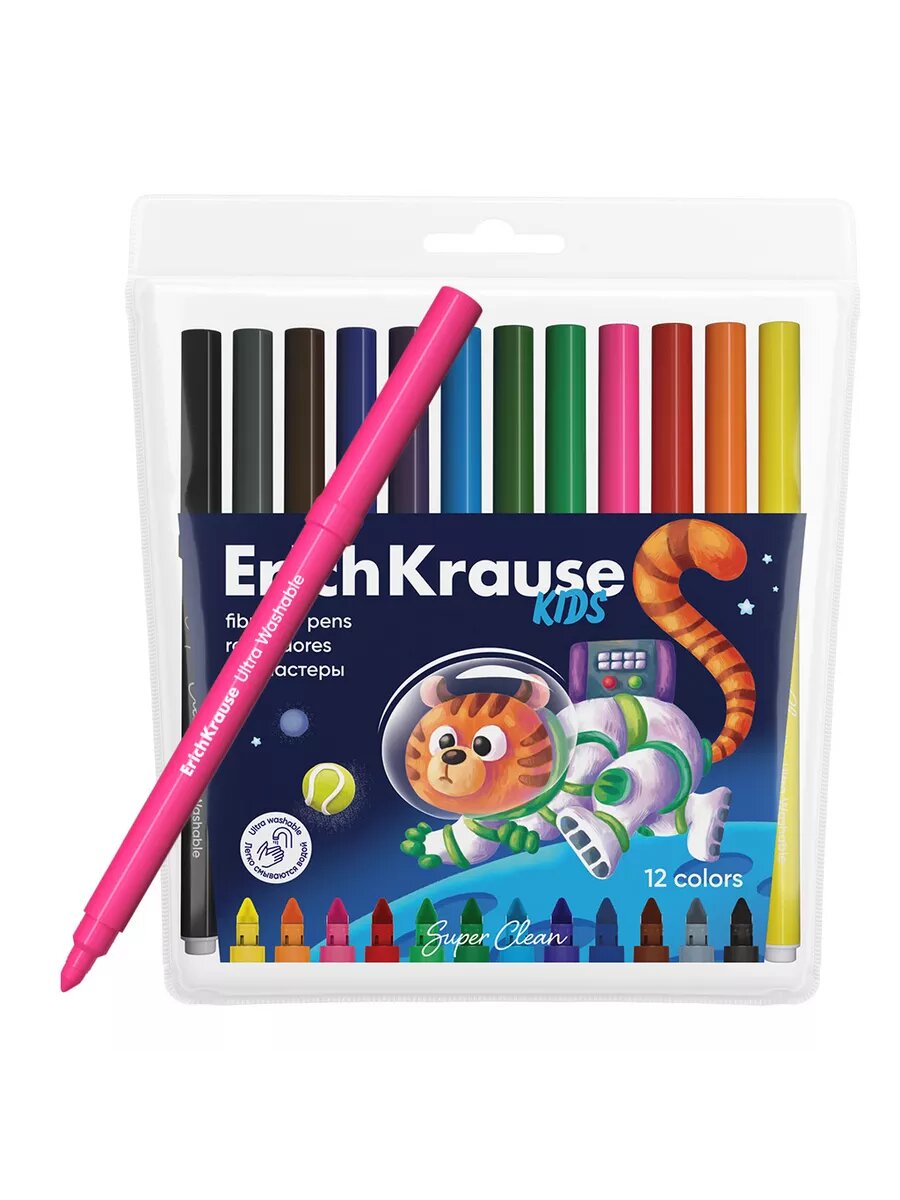 Фломастеры Kids Super Tip Ultra Washable 12 цветов