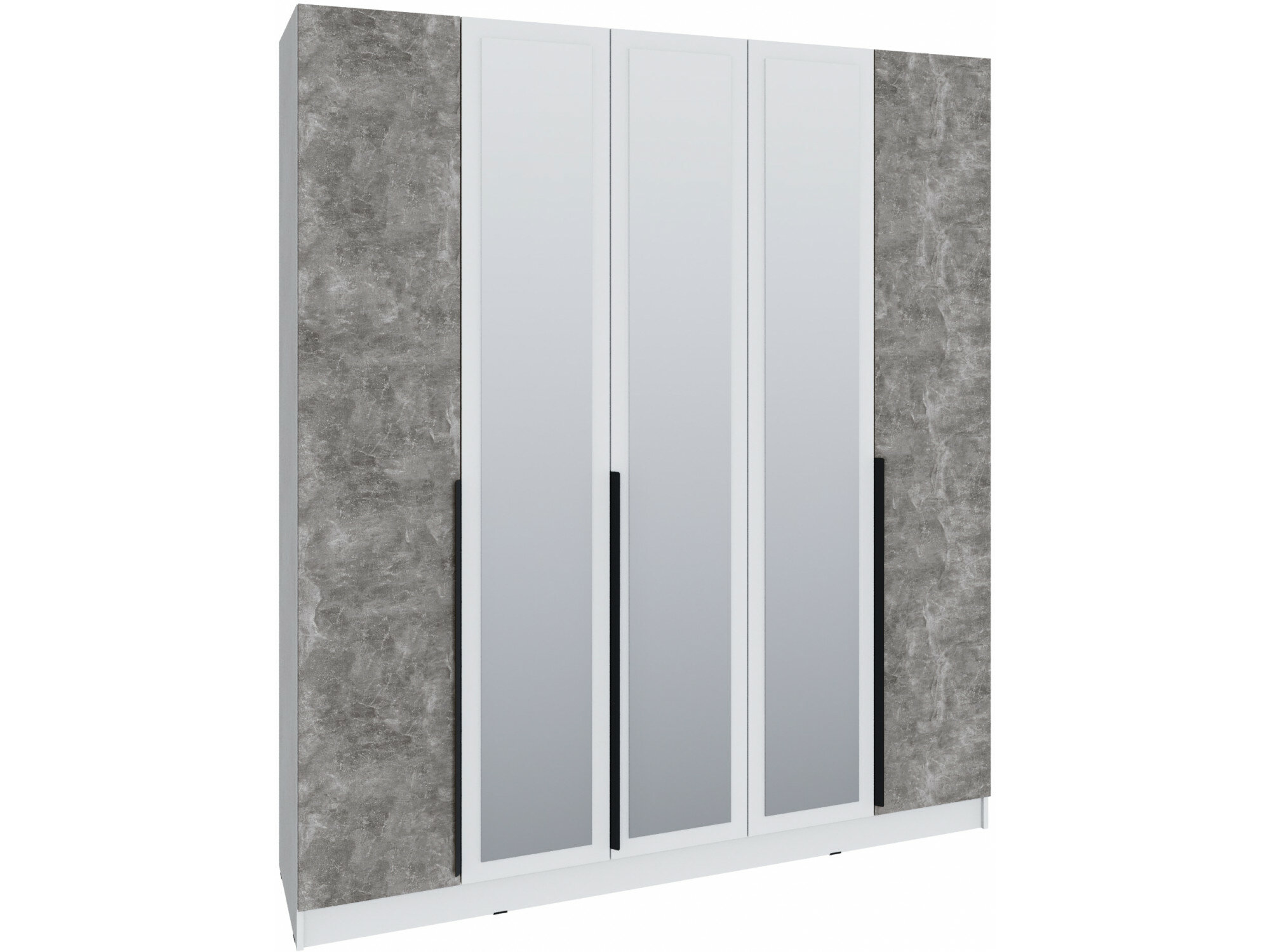 Шкаф пятидверный (2,0) с 3 ящ. внутри и с зеркалом, Белый/Ателье светлое