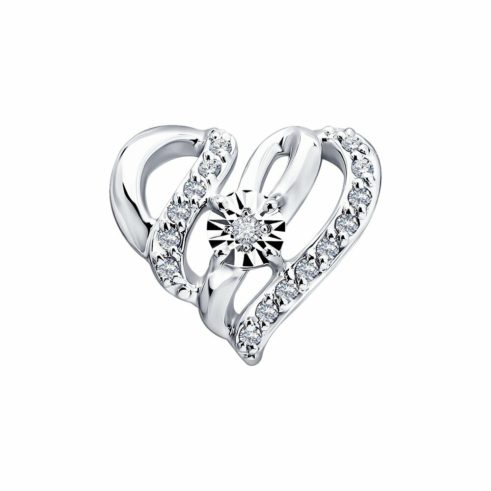 Подвеска, белое золото, 585 проба, бриллиант