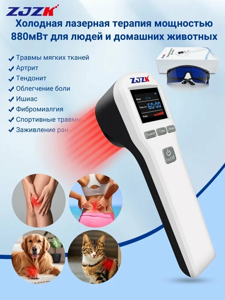 ZJZK Аппараты лазерной терапии 650 нм*16+808 нм*4 Портативный, для артрит, для людей и животных