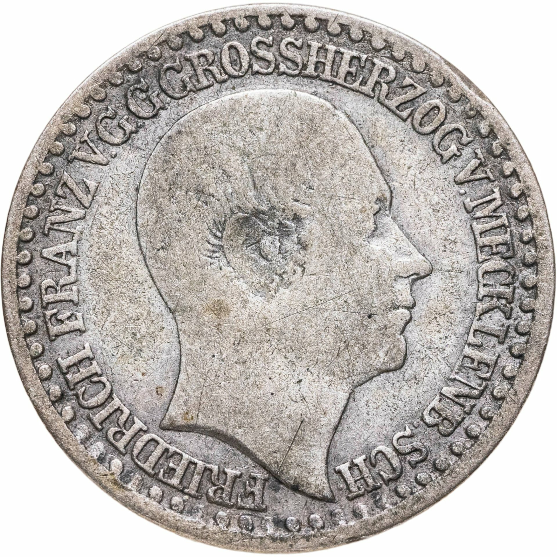 Германия Мекленбург-Шверин 1/12 талера 1848, Серебро 500, в сохранности VF