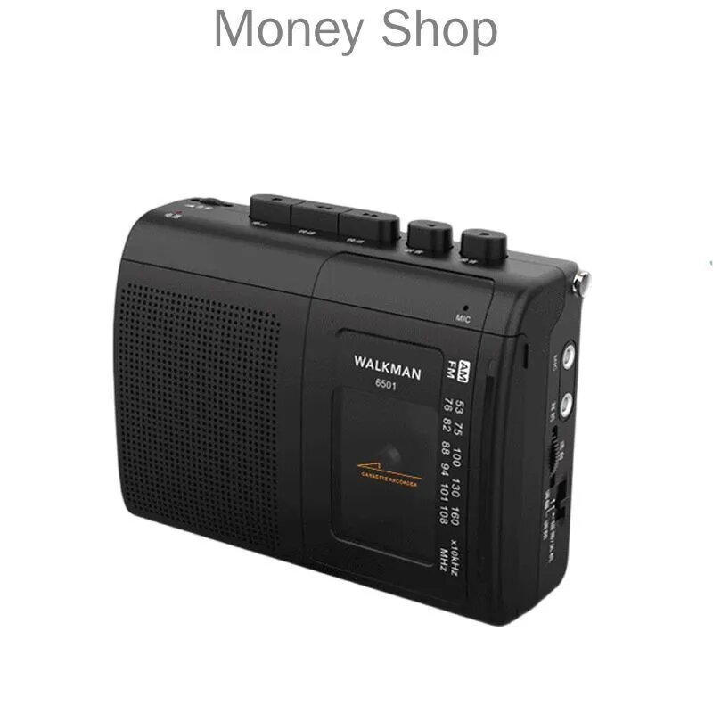 Кассетный плеер Walkman 6501, 2 Вт, черный, FM/AM радио, динамик, прослушивание через гарнитуру