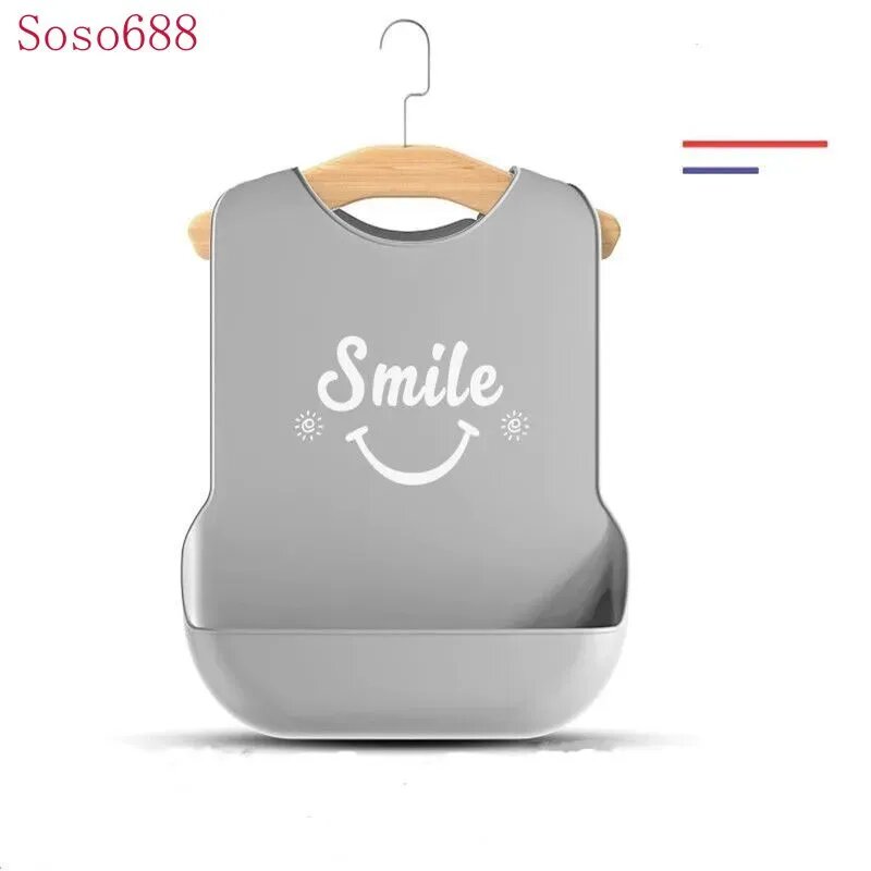 Силиконовый нагрудник для ресторана с карманом, серый металлик, для кормления малышей, 1 шт