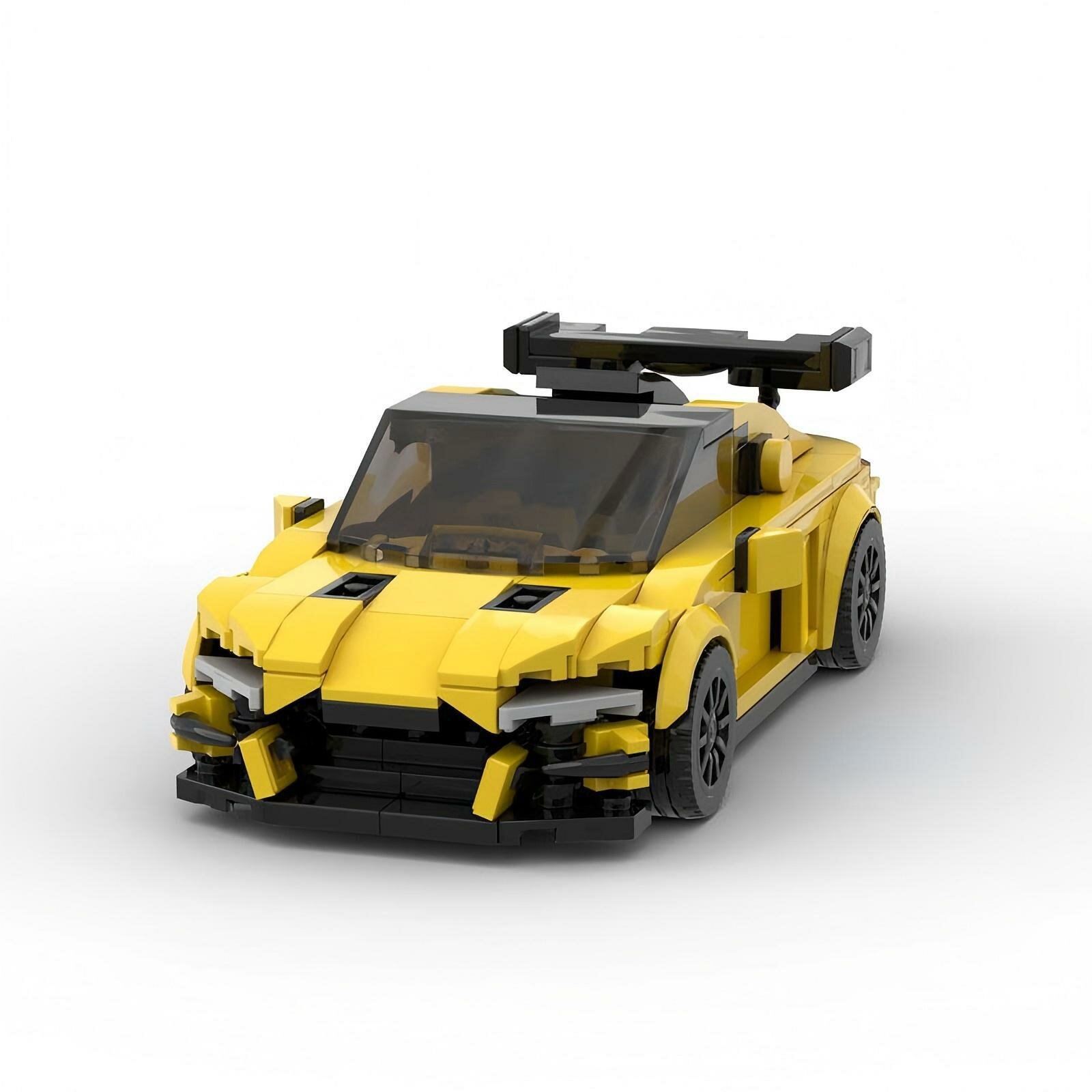 Набор игрушечных моделей MOC puzzle toy, желтая креативная сборка автомобиля Aodi R8, подарок для детей